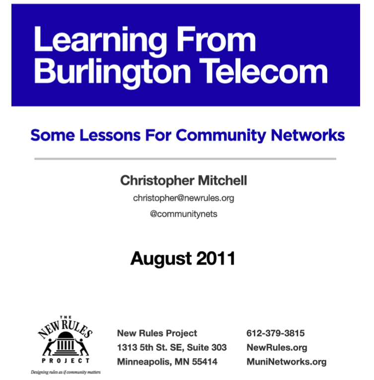 ILSR Releases New Report: Learning from Burlington Telecom | Community ...