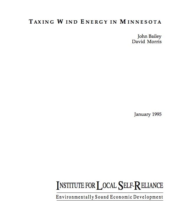 Taxing Wind Energy in Minnesota - Institute for Local Self-Reliance