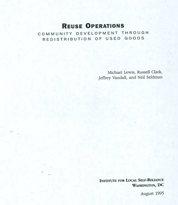 Reuse Operations: Community Development Through Redistribution of Used ...