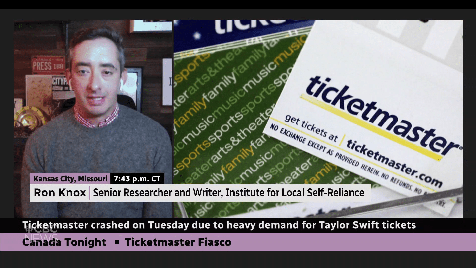 | CBC's Canada Tonight: Ticketmaster's Monopoly Power and the Taylor ...